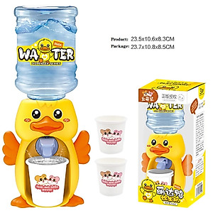 LUOZZY Mini Water Dispenser Toy for Kids Cartoon Animal Water Machine Toy for Kids Water Dispenser Dollhouse Toy (Cute Duck)