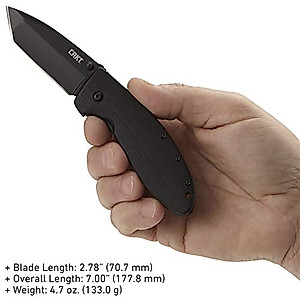 CRKT Gungho EDC Folding Pocket Knife: Everyday Carry, Black Tanto Blade, Assisted Open, G10 Handle, Reversible Pocket Clip 7740