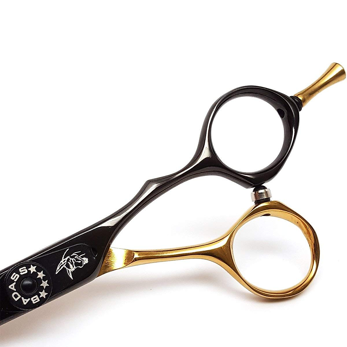 Badass Beard Care Gold Series Barber Quality Beard Shaping Scissors - 5.25 inches long, Surgical Grade Stainless Steel (HRC 59-61), Hand adjustable tension knob