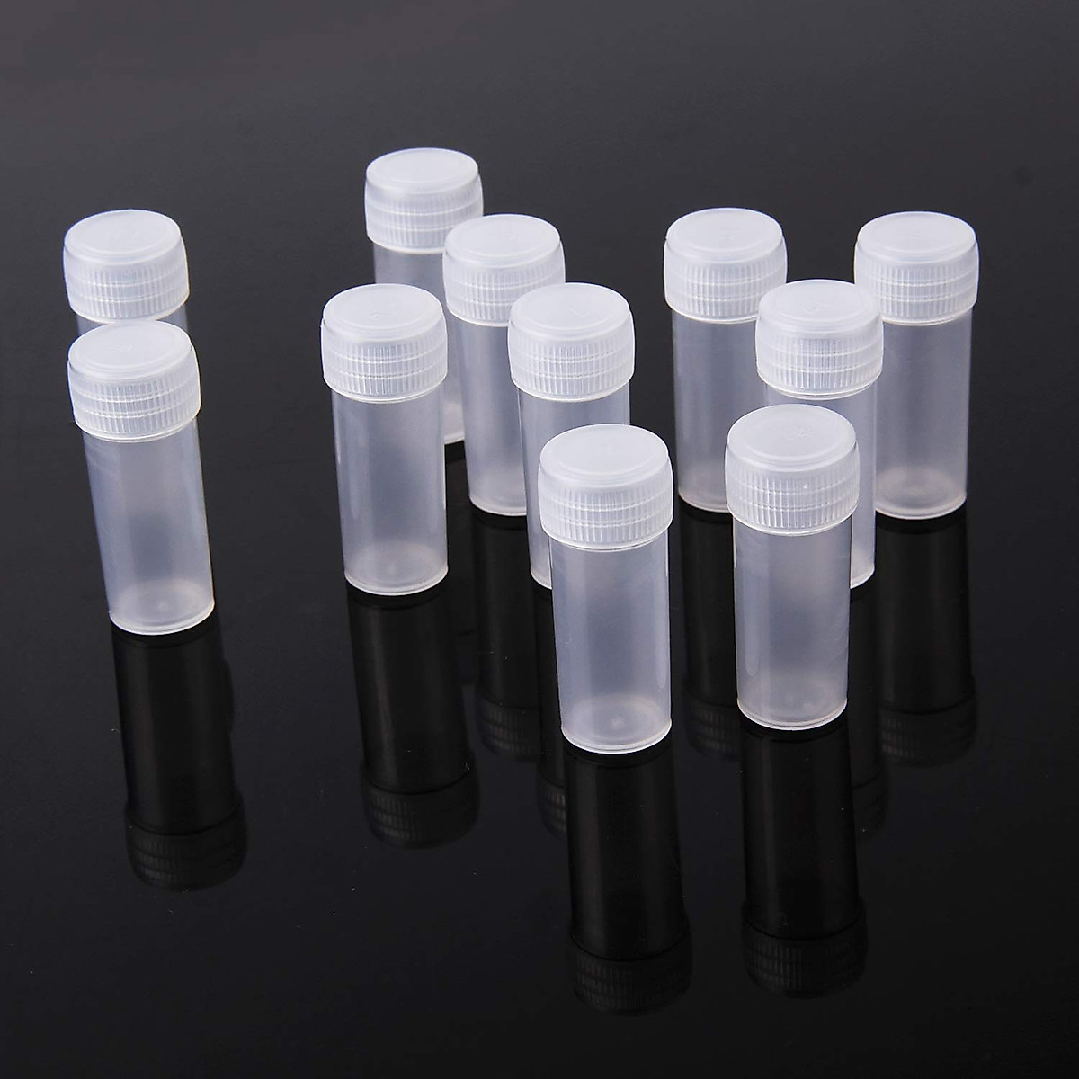 100Pcs 5ML Small Pill Plastic Containers Empty Pill Bottles Sample Bottles Vial Test Tube with Caps by HRLORKC