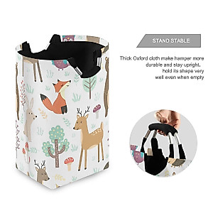 OREZI Cute Fox Animals Laudry Basket,Waterproof and Foldable Laundry Hamper for Storage Dirty Clothes Toys in Bedroom, Bathroom Dorm Room