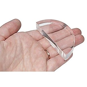Semicircular Block, 3 Inch - Acrylic - Polished Sides - for Use in Light Refraction and Optics Experiments - Eisco Labs