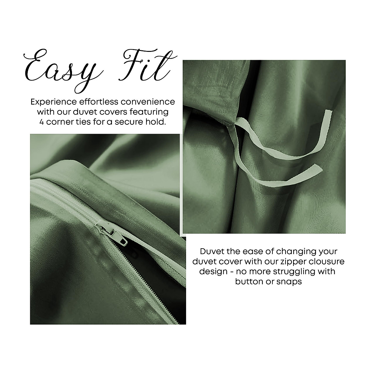 Linenwalas Duvet Cover Set King Size - Viscose Derived from Bamboo Soft, Breathable, Light Weight, Cooling Comforter Cover with Zipper Closure and Corner Ties (King, Avocado Green)