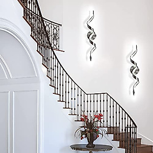 HUOKU Dimmable Modern LED Bathroom Vanity Light 24 inch, 12W Spiral Design Brushed Nickel Bathroom Light Fixtures Over Mirror, Wall Sconces Lighting for Living Room Bedroom 6000K