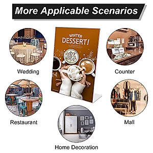 Acrylic Sign Holder 8.5 x 11 Inches, Slant Back Clear Table Top Display Plastic Stand, Double Sided, Display Stand, Acrylic Frame for Store, Homes, Restaurants, Offices - Vertical 12 Pack