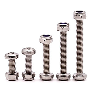 M6-1.0 x 30mm (20 Sets) Stainless Steel Pan Head Machine Screws with M6-1.0 Locknuts Hardware Assortment Kit 304 Stainless Steel