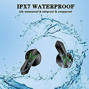 Gaming Wireless Earbuds,3D Touch Bluetooth 5.2 in-Ear Game Earphones with Microphone 40ms Low Latency IPX7 Waterproof，with Breathing Light,360°Stereo Sound & Deep Bass Bluetooth Gaming Earbuds