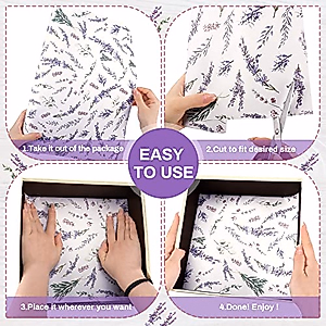 BBTO 10 Sheet Fragrant Drawer Liners for Dresser Lavender Scented Cabinet Liners for Shelves 15.8 x 22 Inch Paper Liner for Drawers and Cabinets Non Adhesive Drawer Paper Liner (Lavender Style)