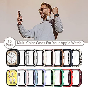 [16 Pack] COMMUTER for Apple Watch SE (2nd Gen)/SE/6/5/4 Screen Protector, (2022 New) Hard PC Ultra-Thin Protective Face Cover Built-in Tempered Glass Film for iWatch SE 2/SE/6/5/4 40mm