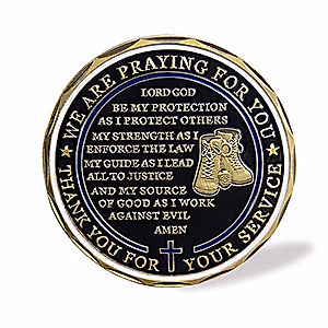 Police Officer Challenge Coin Saint Michael Prayer Gift Thank You For Your Service