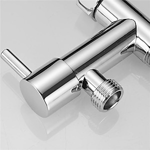 Weirun Bathroom Brass 3-way T Adapter with Shut-off Valve Water Diverter for Bidet Handheld Sprayer,Chrome