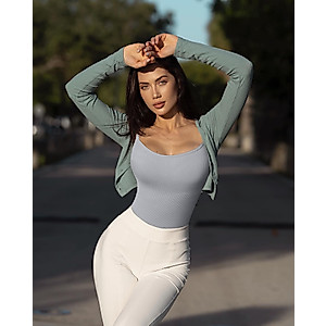 OQQ Women's 3 Piece Bodysuits Sexy Ribbed Sleeveless Adjustable Spaghetti Strips Tops Leotard 2025 Summer Black Grey White