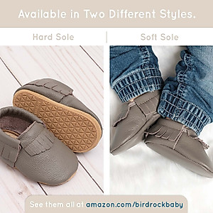 BirdRock Baby Hard Sole Moccasins - Genuine Leather Shoes for Boys and Girls (Classic Brown, 6.5)