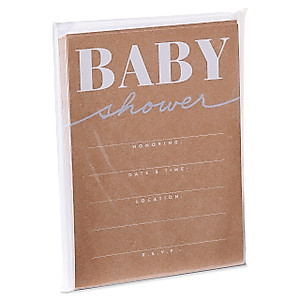 American Greetings Baby Shower Invitations with Envelopes, Kraft Style (25-Count)