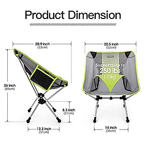 Sunyear Camping Chair Lightweight Portable Folding Backpacking Chairs, Small Compact Collapsible Backpack Camp Chair for Outdoor, Hiking, Picnic