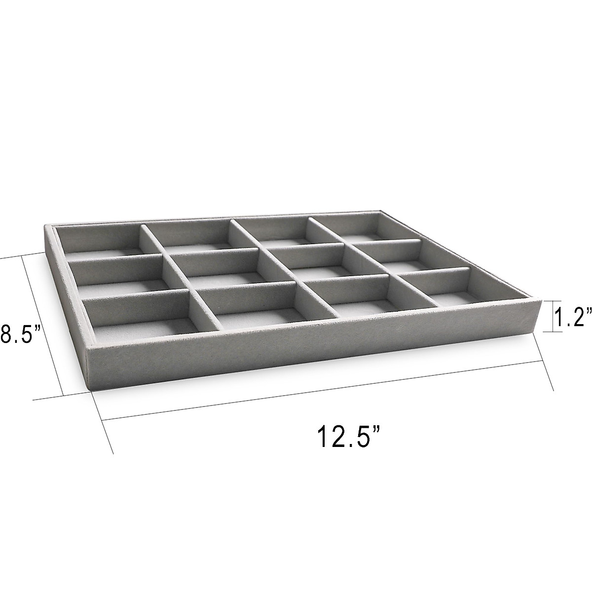 Frebeauty Stackable Velvet Jewelry Organizer Trays for Drawers Inserts Jewelry Storage Tray Display Case Earrings Bracelets Necklace Rings Accessories Trays for Women(Set of 4)(Grey).