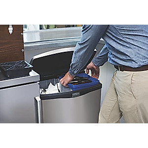 Rubbermaid Commercial Products 1902001 Rubbermaid Commercial Slim Jim Stainless Steel Front Step-On Wastebasket with Trash/Recycling Combo Liner, 24 gal, Black Trim