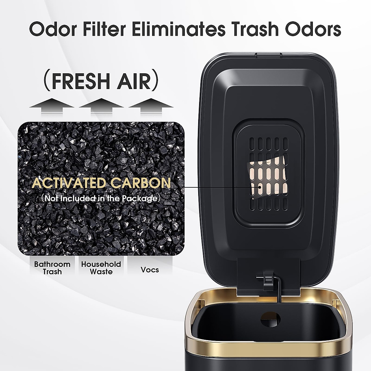 Small Bathroom Trash Can with Lid-5L/1.3 Gal Stainless Steel Step Pedal Trash Can Slim Metal Wastebasket-Narrow Rectangle Garbage Container Bin/w Inner Bucket for Kitchen Bedroom Office Toilet-Black