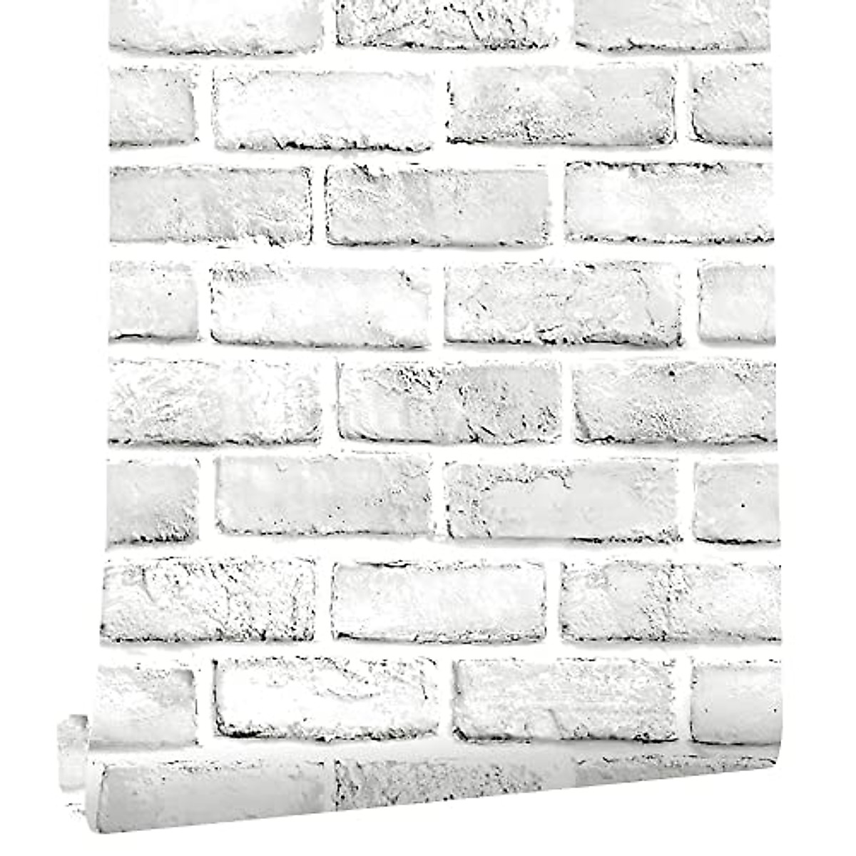 Cohoo Home Brick Wallpaper Peel and Stick Wallpaper 120”×18” Faux 3D White Gray Brick Wall Paper Grey Self Adhesive Removable Wallpaper Stick and Peel Brick Contact Paper for Walls Backsplash