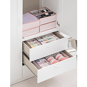 MYTHAUS 12 Pack Drawer Organizers for Clothing - Foldable Collapsible Fabric Closet Organizer and Storage Dresser Drawer Divider, Storage Box for Underwear, Socks, Bra, Ties, Pink