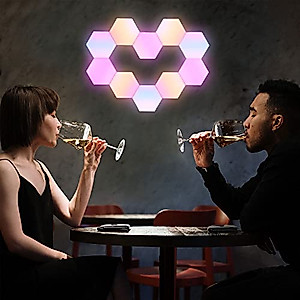 Yescom APP Control Hexagon LED Lights 10 Pack WiFi Wall Hex Light Gifts Gaming Room Bedroom Decor Work with Alexa Google