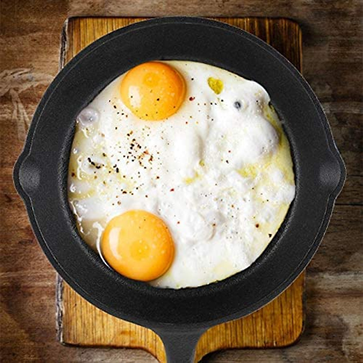 Jim Beam Su Set of 3 Pre-Seasoned Cast Iron Skillet Set | Heavy-Duty Construction for Superior Heat Retention & Even Cooking,6 1/4,7 3/4,9 3/4 , Black