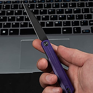 CIVIVI Clavi Folding Knife, Gentleman's Knife Front Flipper Knife for Everyday Carry, 3.06" Nitro-V Steel Blade Purple G10 Handle Pocket Knife for EDC Ostap Hel Designed C21019-2