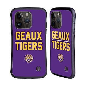 Head Case Designs Officially Licensed Louisiana State University LSU Geaux Tigers Hybrid Case Compatible with Apple iPhone 15 Pro