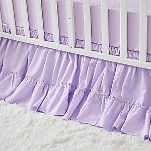 Brandream Purple Baby Girls Crib Bedding Set with Embroidered Butterfly Quilt, Crib Sheet, Crib Bed Skirt | 6-Piece Cotton Nursery Bedding Set