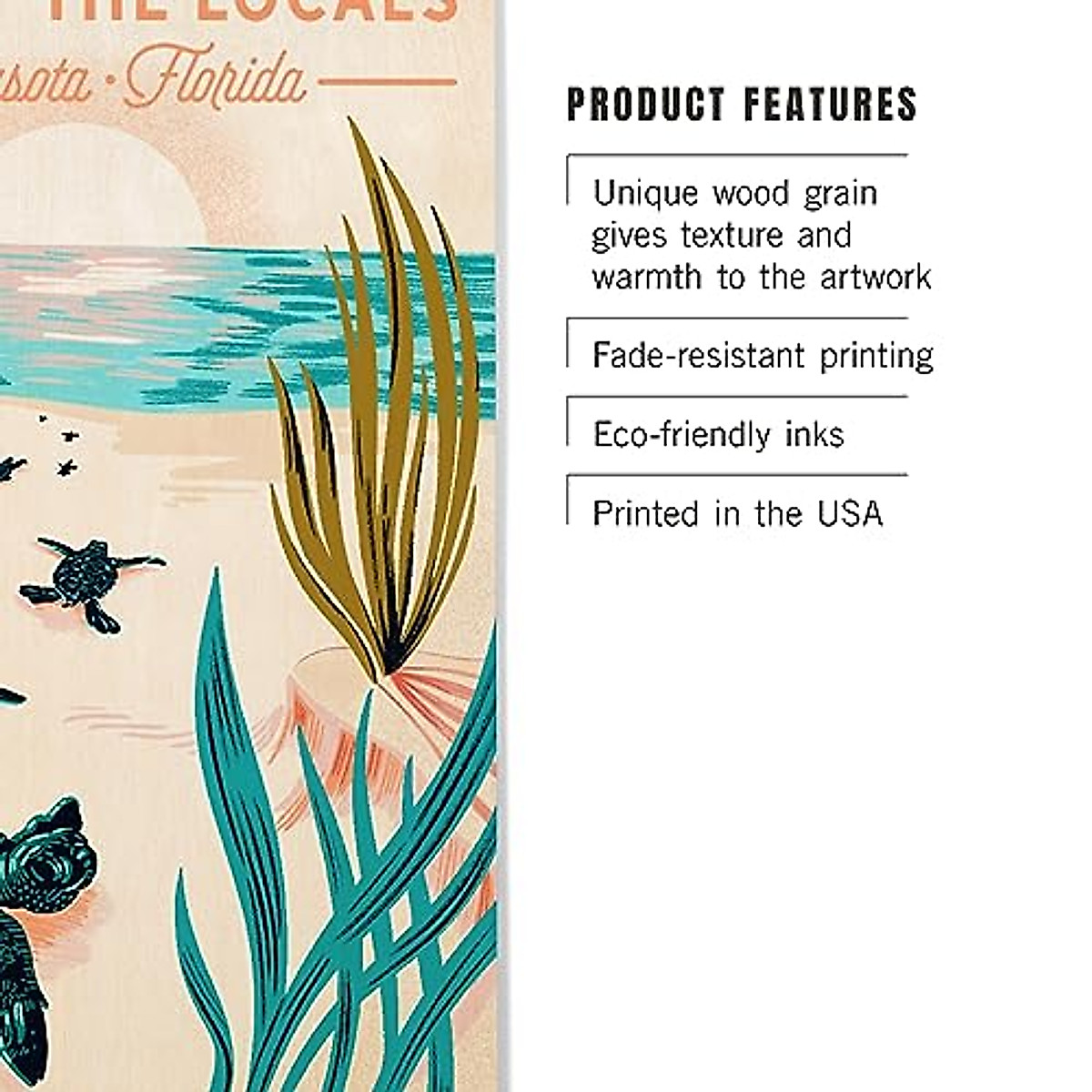 Lantern Press 6x9 Inch Wood Sign, Ready to Hang Wall Decor, Sarasota, Florida, Turtle, Respect the Locals