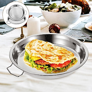 Luxshiny 2PCS Stainless Steel Roasting Pan, Pizza Cake Baking Tray Round Roaster Pan Stainless Steel Drip Pan for Turkey Baking,Roast Chicken
