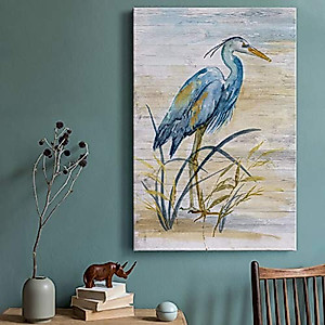 Renditions Gallery Animals Wall Art Abstract Paintings for Decor Rustic Yellow Blue Heron Bird Canvas Artwork Prints for Bedroom Living Room Office Walls - 18"X27" LT15
