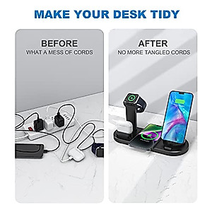 Wireless Charger Stand,Kertxin 4 in 1 Wireless Charging Station for All Apple Watch Series, AirPods Pro 3/2/1, iPhone 14/14 Plus/13/12/11 Pro/Pro Max/X/XS Max,Samsung Phone(iWatch Charger Required)