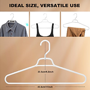 Quality Hangers Heavy Duty White Plastic Hangers 40-Pack with Swivel Hook | 7mm Thick Non Slip Coat Hangers with Accessory Bar | Ideal Clothes Hangers Plastic for Everyday Use | 17 Inches (40, White)