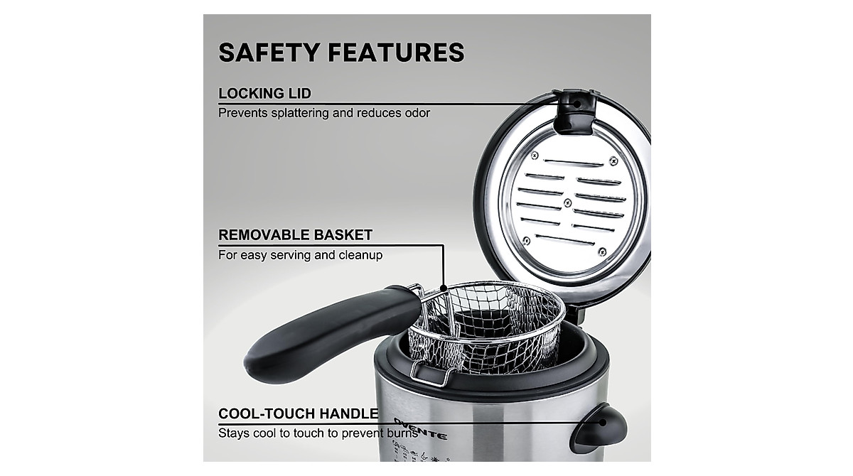 OVENTE Electric Deep Fryer 0.9L Capacity – Compact & Safe Frying