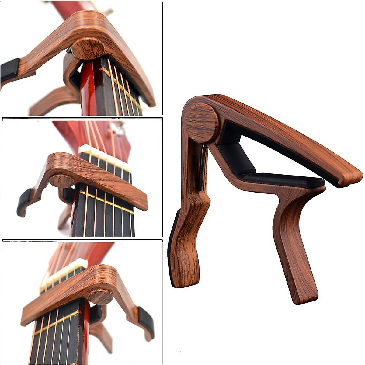Guitar Capo Strap Hanger Rosewood Color Capo Pure Cotton Guitar Strap Black Guitar Hanger Compositive Guitar Accessories Kit