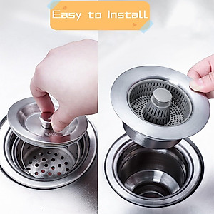 dfgsxifc Indicativet 3 in 1 Sink Drain Strainer, Stainless Steel, Silver