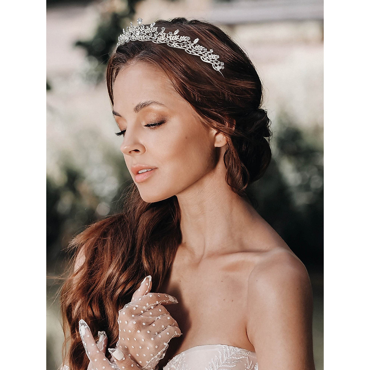 SWEETV Silver Tiara Crown for Women,Princess Tiaras for Girls,Crystal Retro Hair Accessories for Wedding Birthday Prom Pageant Quinceanera