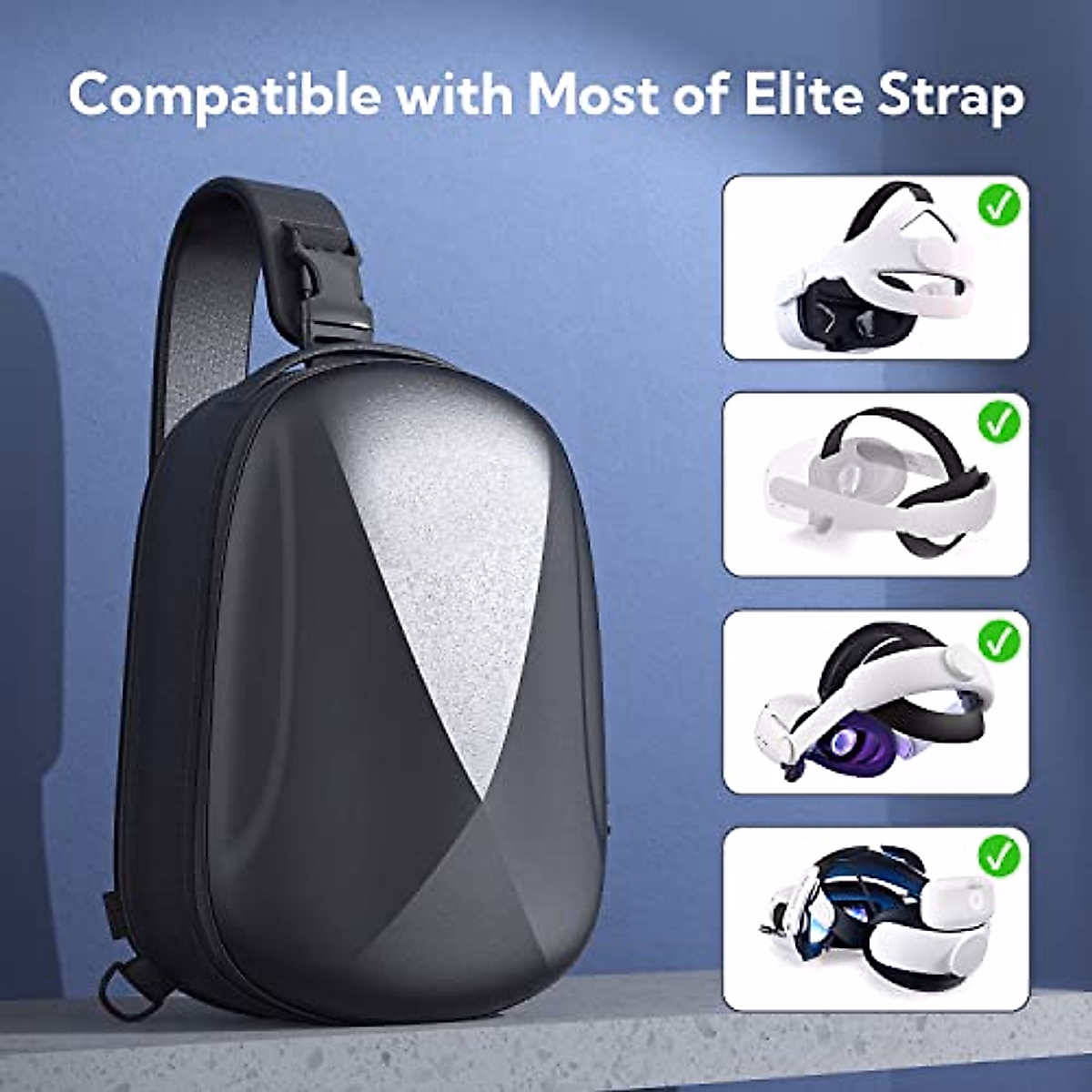 ZYBER Hard Carrying Case for Meta Quest 2, Black Backpack Travel Case for Oculus Quest 2 Accessories, Pico 4, Quest Pro