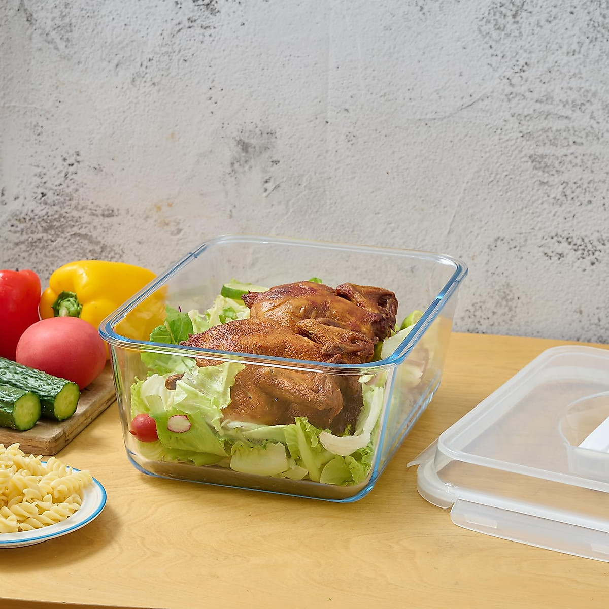 PandPot XXXXX-Large Glass Handy Container with Locking Lid 220OZ BPA Free Borosilicate Glass Family Size Party Size Extra Large Glass Locking Lid Bakeware Baking Dish with Airtight Lid with Handle