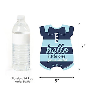 Big Dot of Happiness Hello Little One - Blue and Navy - Shaped Fill-In Invitations - Boy Baby Shower Invitation Cards with Envelopes - Set of 12