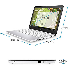 HP 2021 Stream 11.6" HD Laptop Computer, Intel Celeron N4000 Processor, 4GB RAM, 64GB eMMC, 1-Year Office 365, Webcam, Intel UHD Graphics 600, Bluetooth, Windows 10 S, White, 128GB SnowBell USB Card
