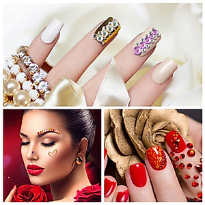 1600 Pcs 3/4/5/6 mm Self Adhesive Face Gems Rhinestones, Face Jewels Diamonds Sticky Gems for Makeup Hair Crafts Halloween Decorations