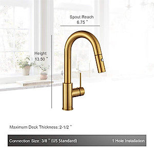 AguaStella AS59BG Brushed Gold Pull Down Bar Faucet and AS09BG Brushed Gold Stainless Steel Water Filter Faucet for Most Reverse Osmosis Units or Water Filtration System in Non-Air Gap Combination
