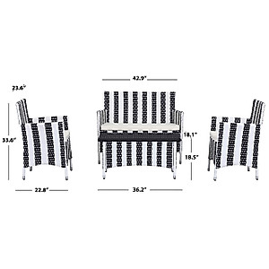 Safavieh Outdoor Collection Figueroa Black and White 4-Piece Patio Set