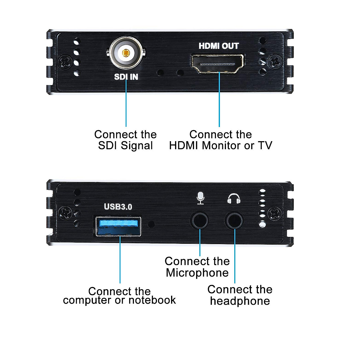 SDI Capture Card USB 3.0, SDI to USB 3.0 with HDMI Loopout, 1080P 60Fps SDI HDMI Video Audio Capture for Game Streaming Video Recording for Windows, Linux, OS