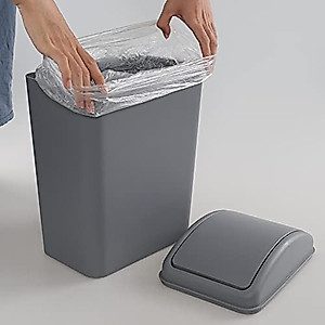 Wekioger 4.2 Gallon/16 Liter Swing-top Lid Garbage Can, Grey Plastic Kitchen Trash Bin, 1 Pack