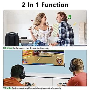 Bluetooth Transmitter Receiver Wireless Adapter: Aux Jack Stereo Audio Dual Connections - for TV Car Headphone Airplane