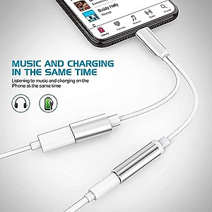 iPhone Aux Adapter Dongle, [Apple MFi Certified] Headphones Adapter for iPhone, 2 in 1 Lightning to 3.5mm AUX Audio & Charger Splitter Adapter for iPhone 14/13/12/11/XS/XR/X 8/7, Support All iOS
