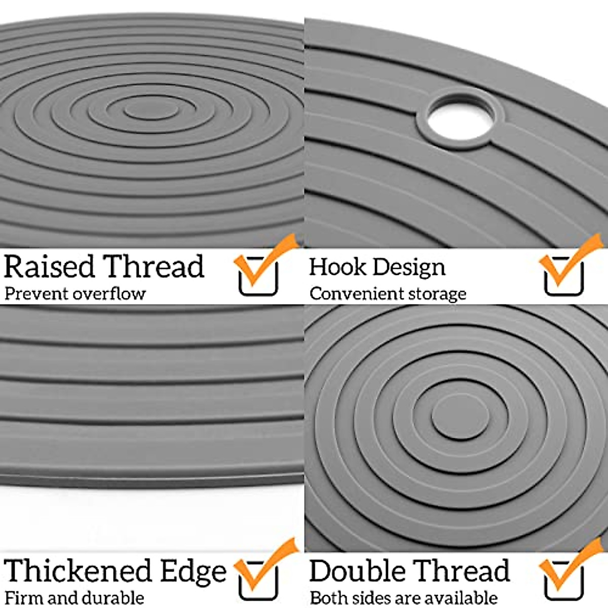 Ptlom Pet Food Mat for Dog and Cat Placemat 2 Pcs, Mat for Prevent Food and Water Overflow, Suitable for Medium and Small Pet, Silicone, 9.5"* 9.5"